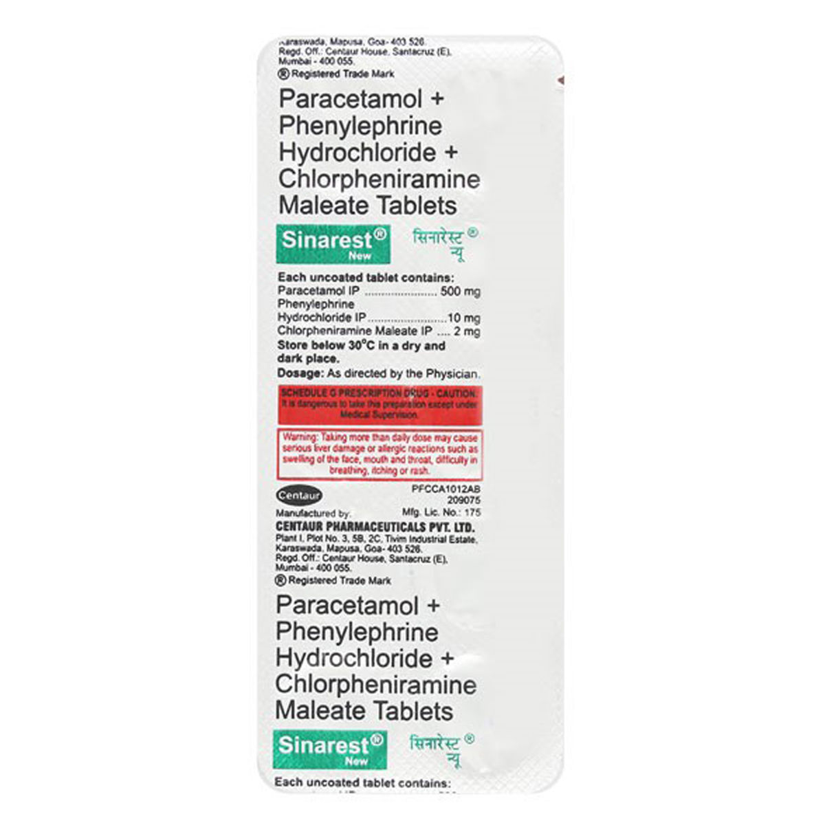 Sinarest New Tablet | Uses, Side Effects, Price | Apollo Pharmacy