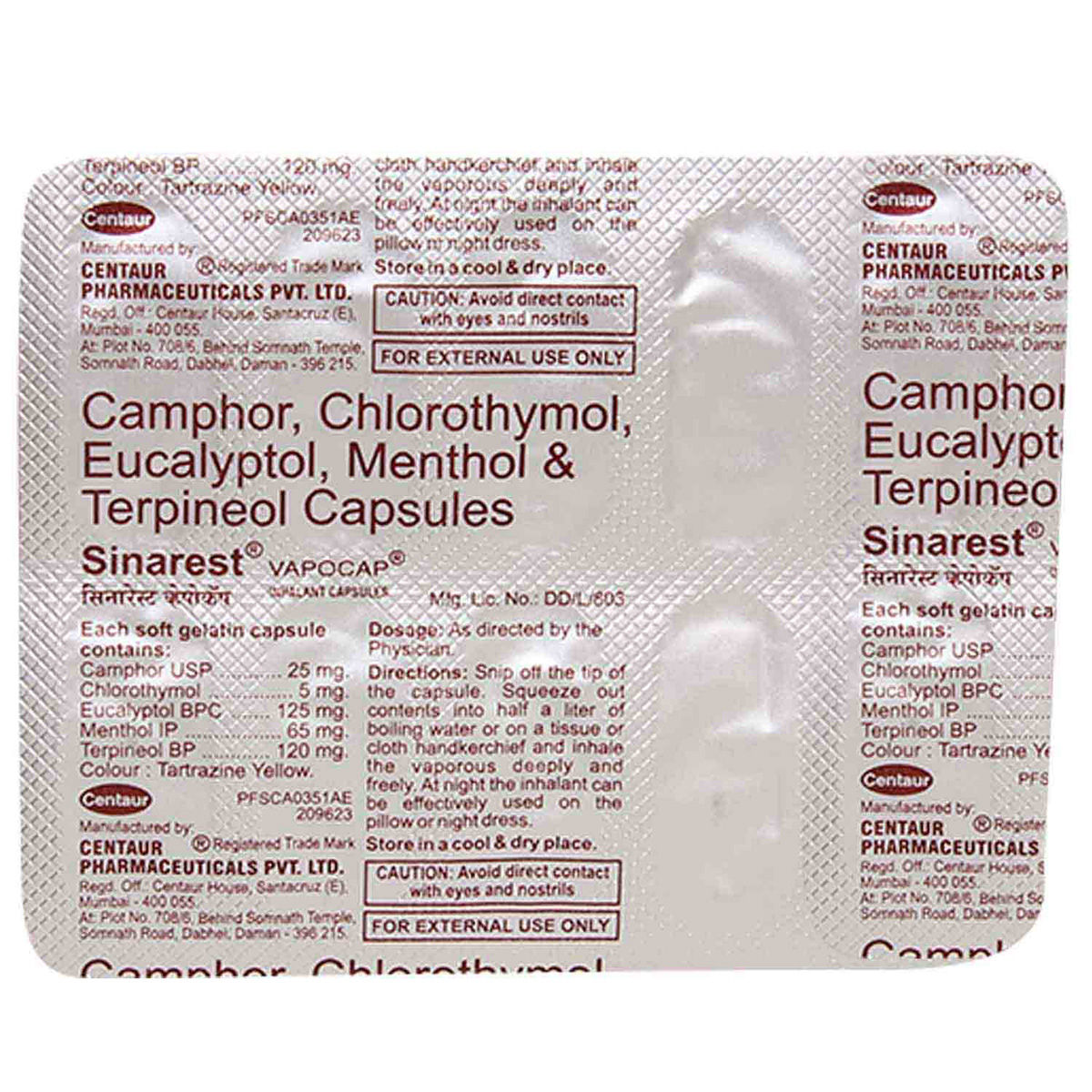 Sinarest Vapocap Inhalant Capsules 10's Price, Uses, Side Effects ...