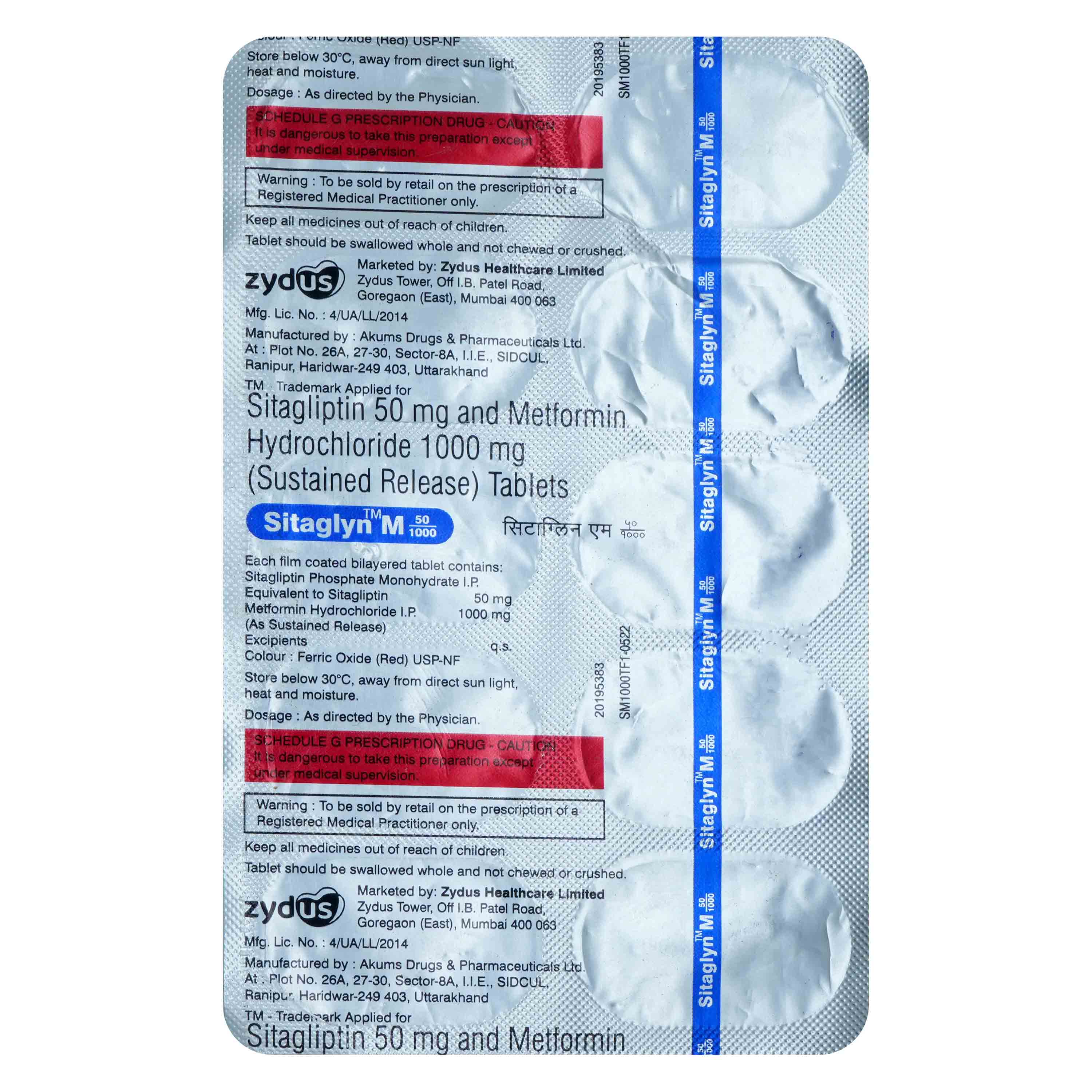 Sitaglyn M 50/1000 mg Tablet | Uses, Side Effects, Price | Apollo Pharmacy