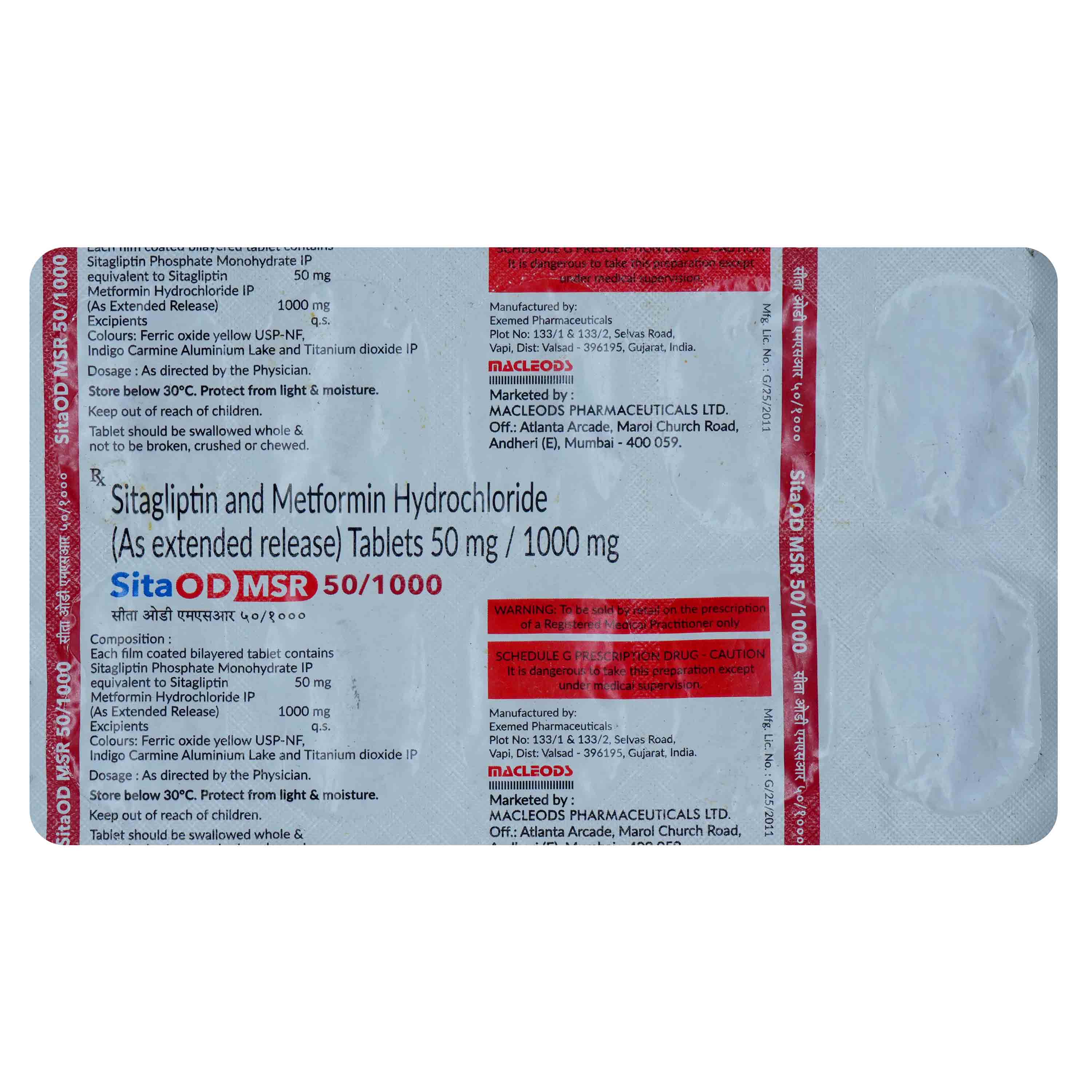 Sita OD MSR 50/1000 Tablet | Uses, Side Effects, Price | Apollo Pharmacy