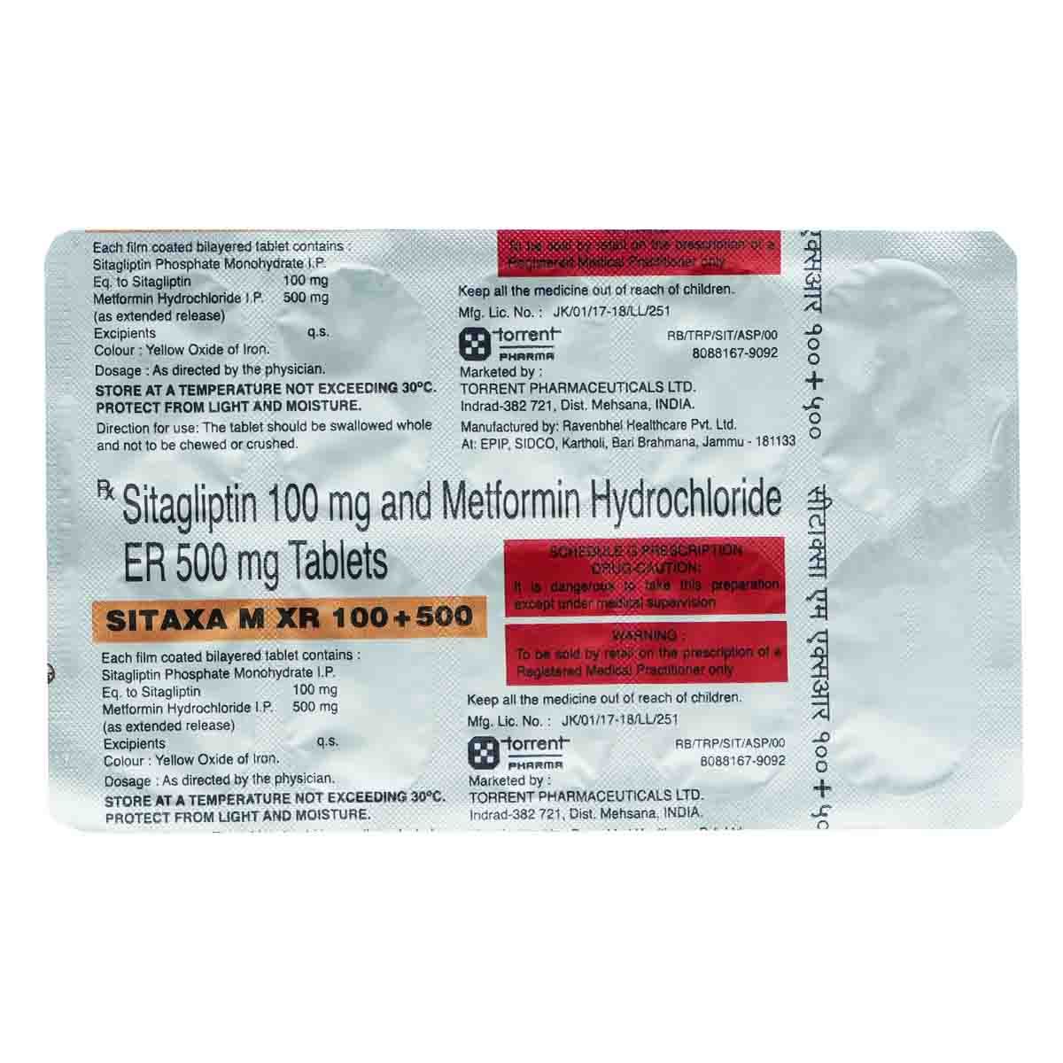 Sitaxa M XR 100 mg/500 mg Tablet | Uses, Side Effects, Price | Apollo ...