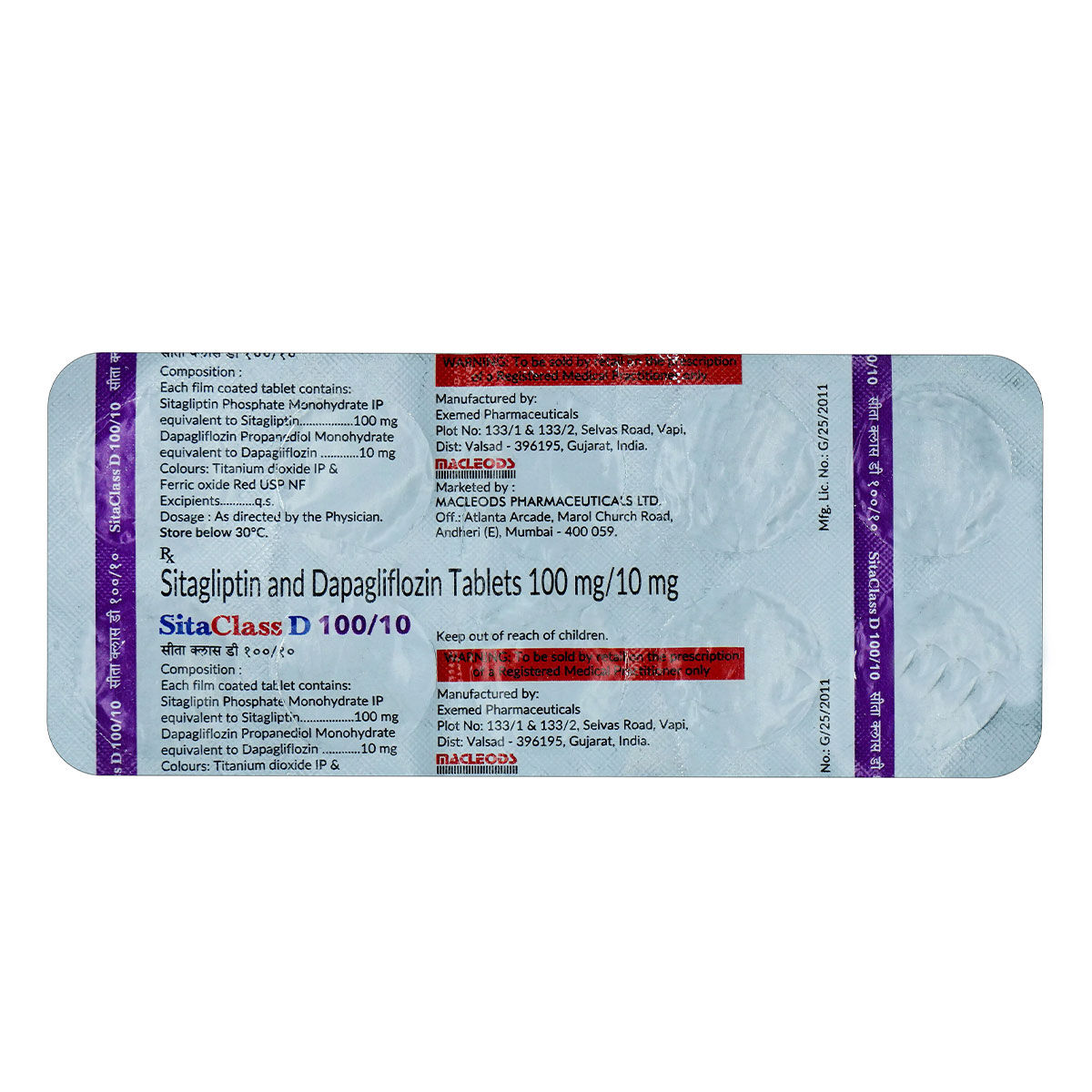 Sitaclass D 100/10 Tablet 10's Price, Uses, Side Effects, Composition ...