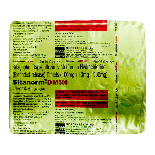 Sitanorm-DM 500 Tablet | Uses, Side Effects, Price | Apollo Pharmacy
