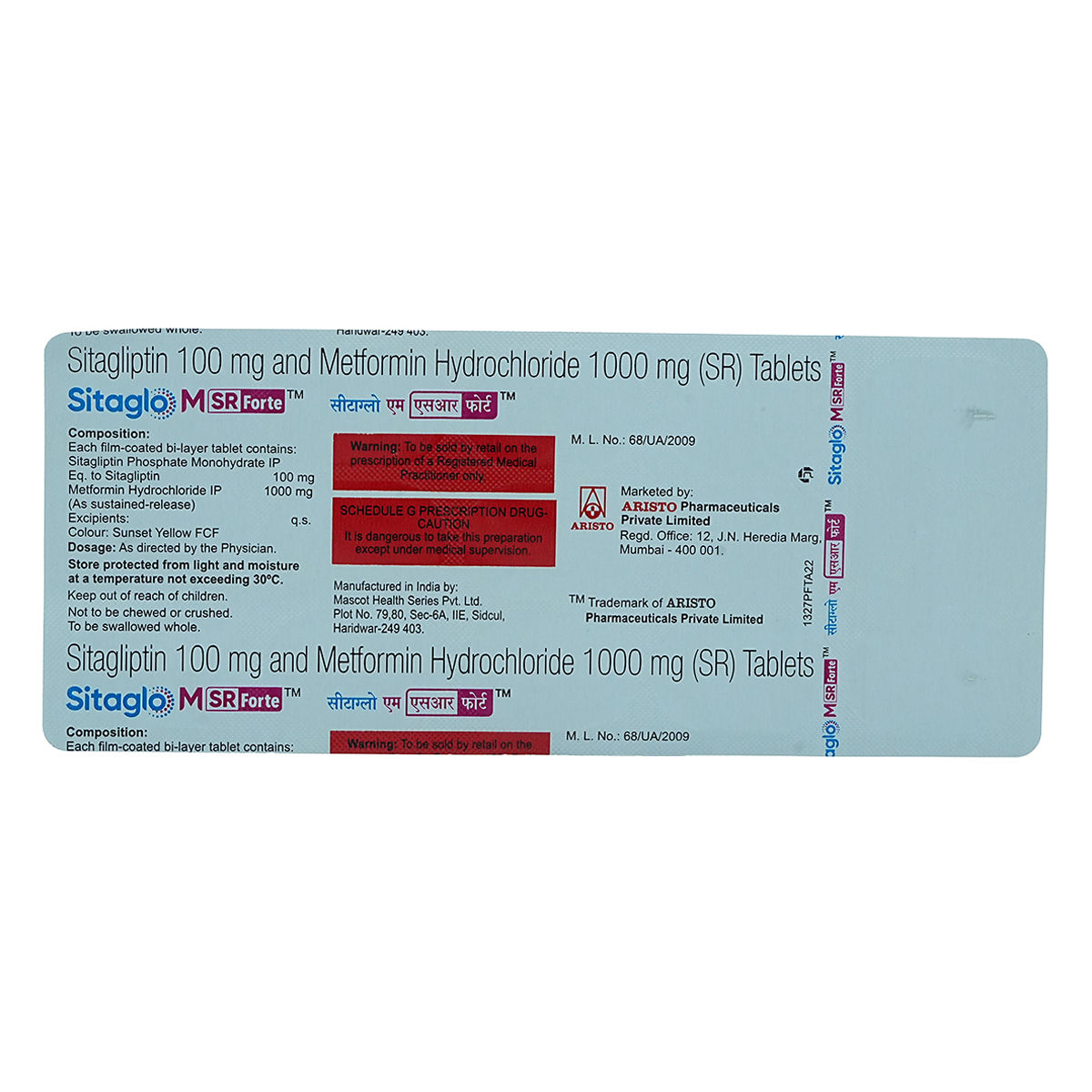 Sitaglo M SR Forte 100/1000 Tablet 15's Price, Uses, Side Effects ...