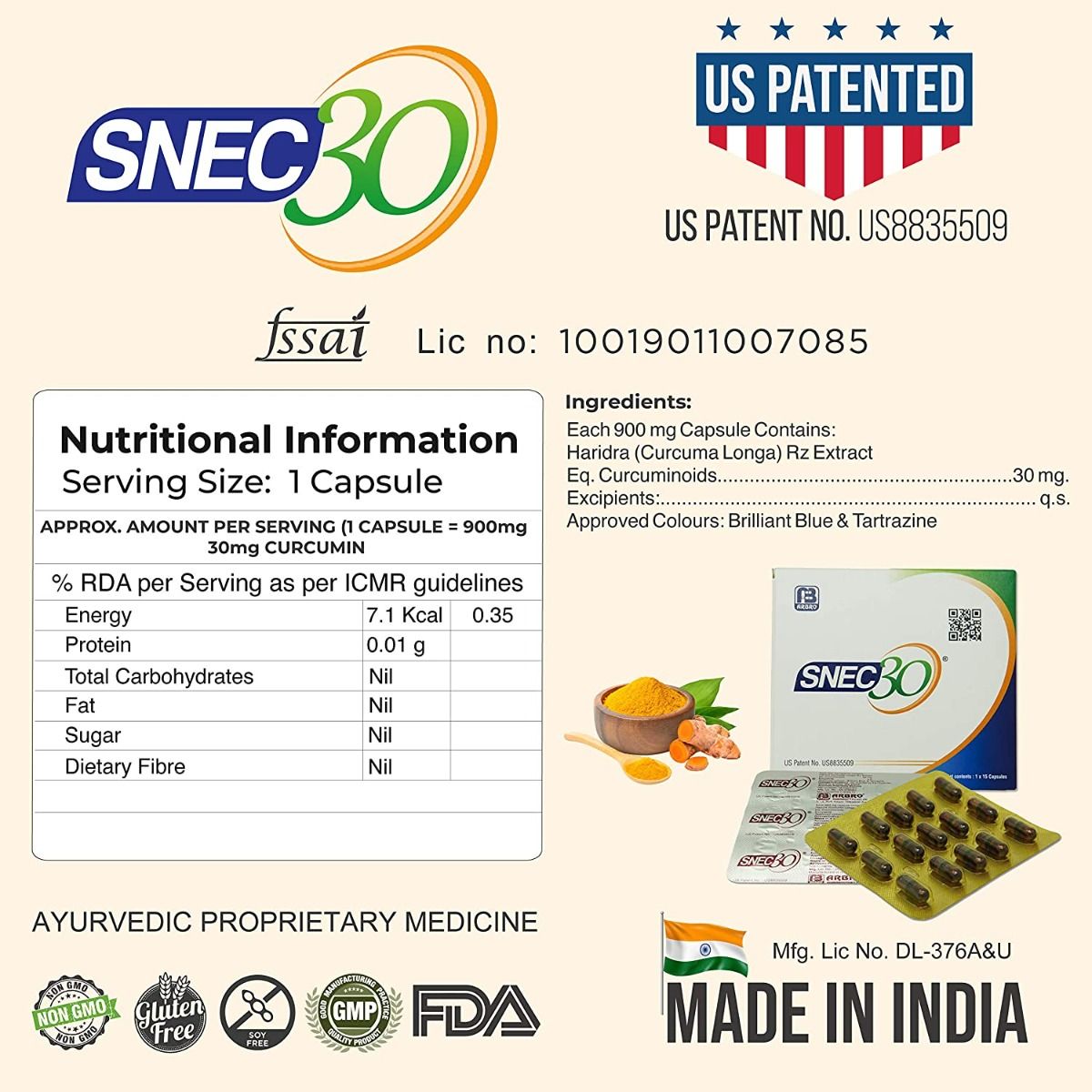 SNEC30 Liquid Curcumin, 15 Capsules Price, Uses, Side Effects ...