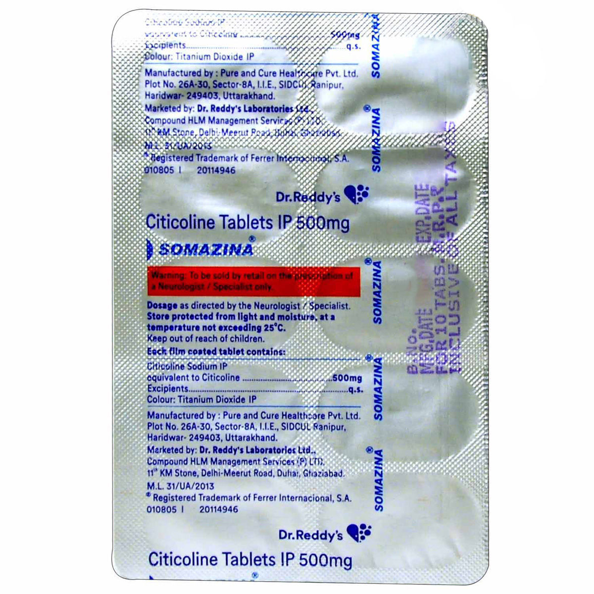 Somazina 500 mg Tablet | Uses, Side Effects, Price | Apollo Pharmacy