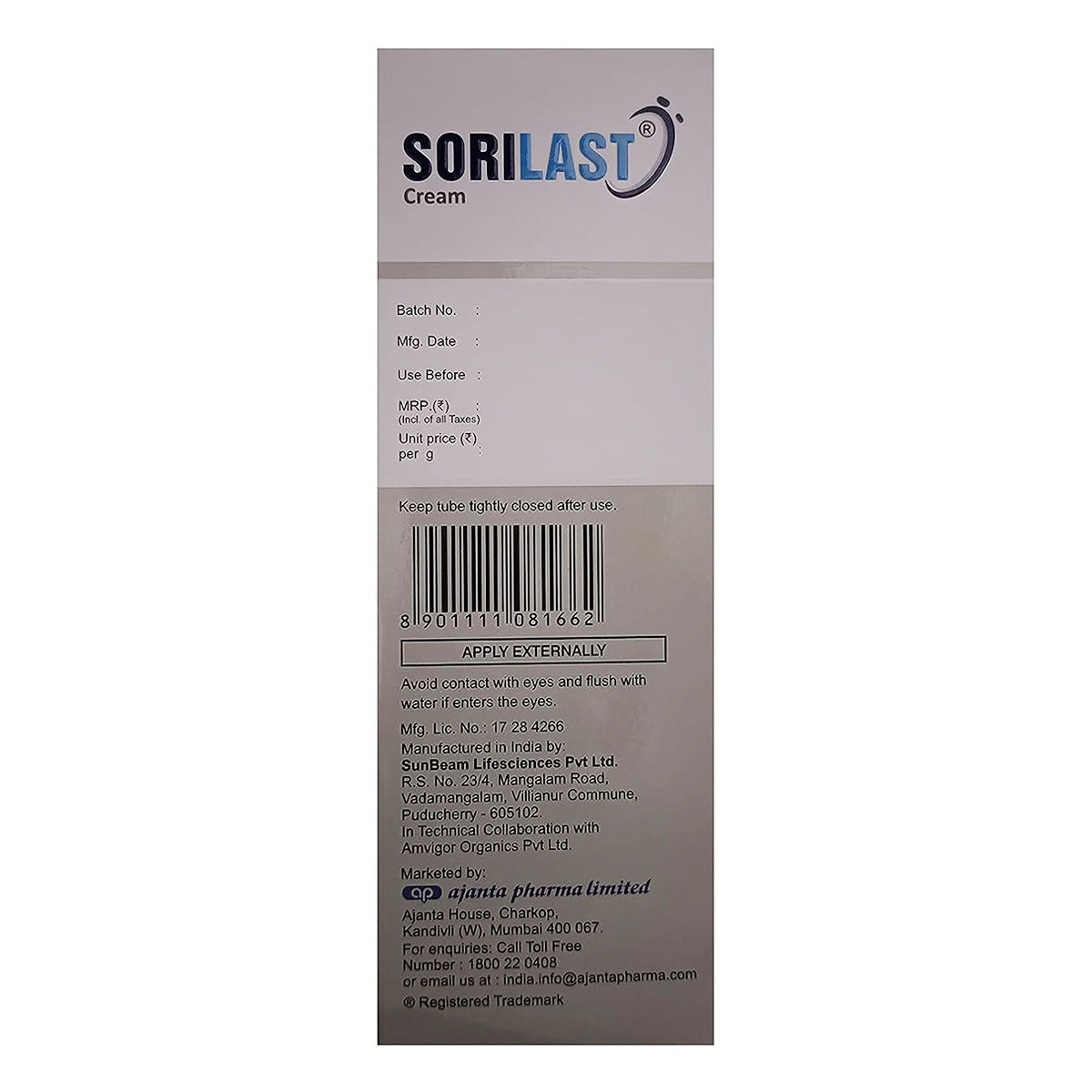 Sorilast Cream 150 gm Price, Uses, Side Effects, Composition - Apollo ...