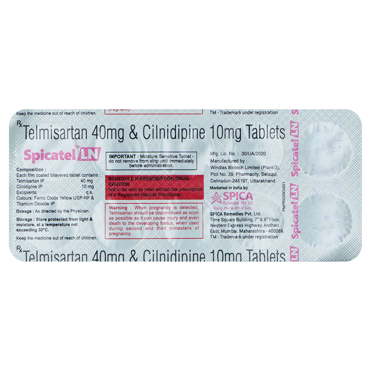 Spicatel LN 10/40 Tablet | Uses, Side Effects, Price | Apollo Pharmacy