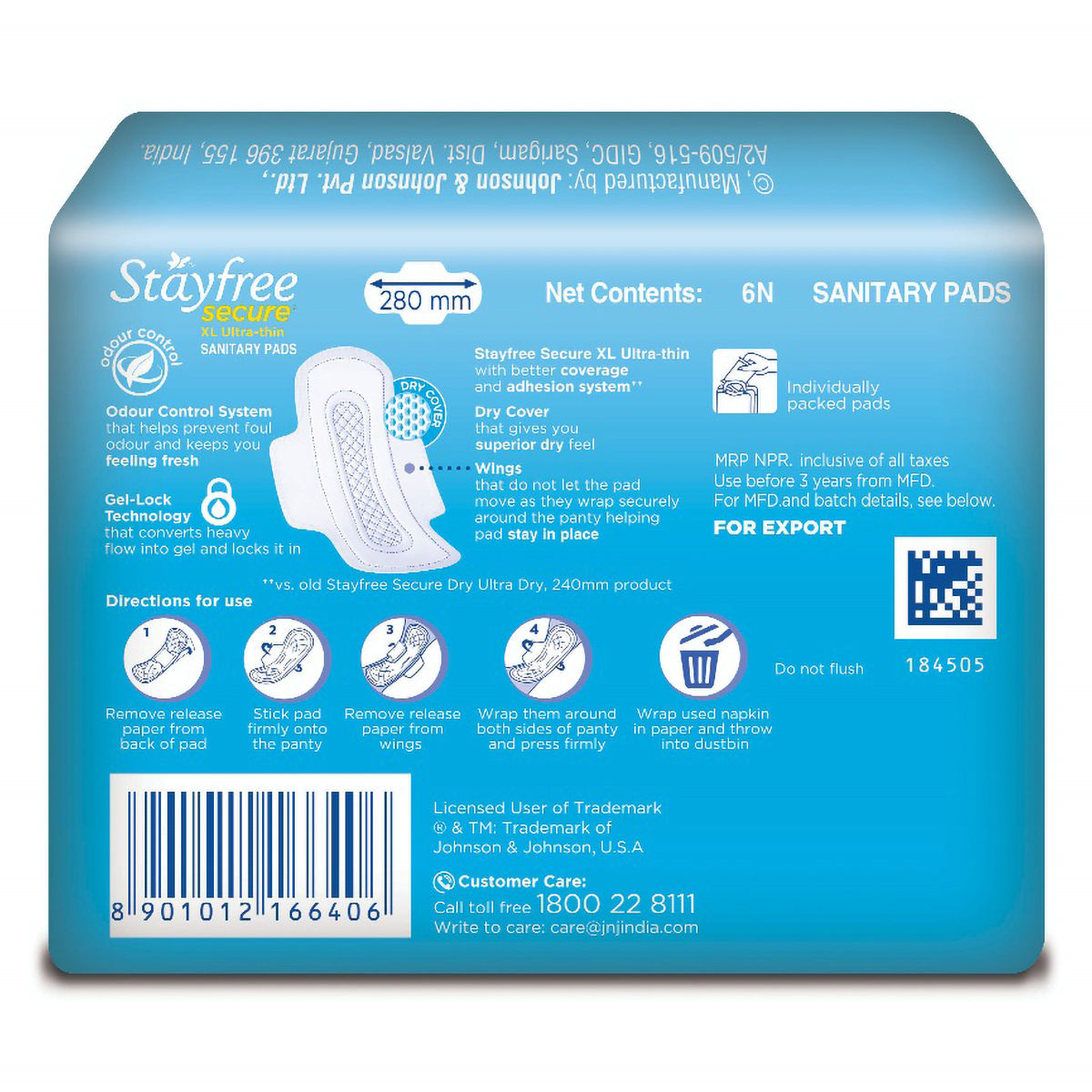 Stayfree Secure Ultra-Thin Dry Cover Pads With Wings XL, 6 Count Price ...