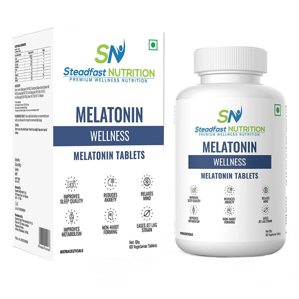 Buy Steadfast Nutrition Melatonin Wellness, 60 Tablets | 19 Minutes ...