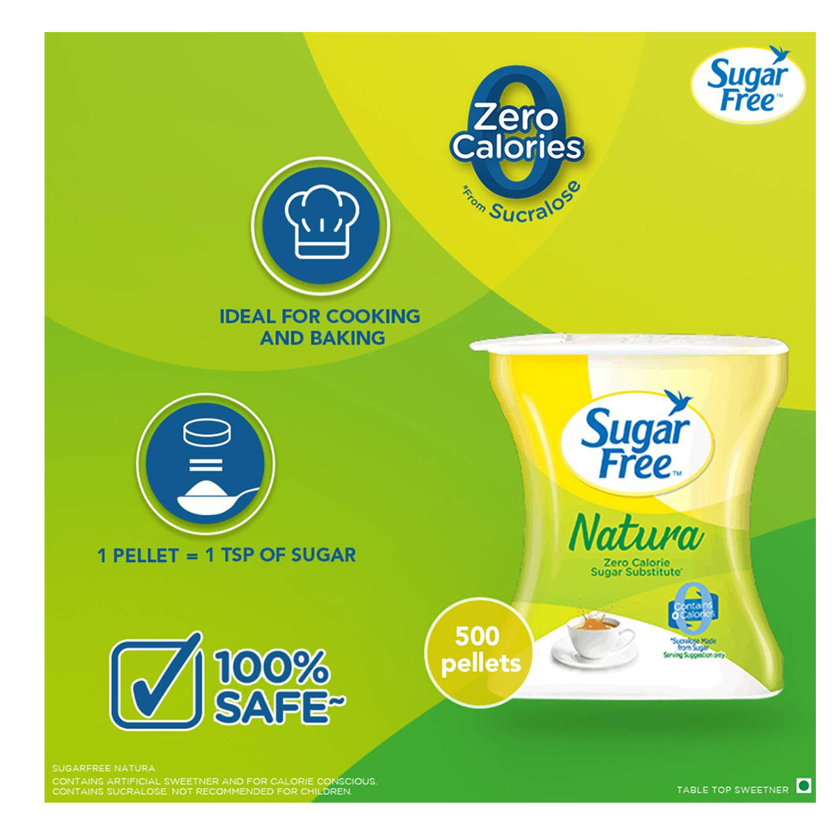 Sugar Free Natura Low Calorie Sweetener, 500 Pellets Price, Uses, Side ...