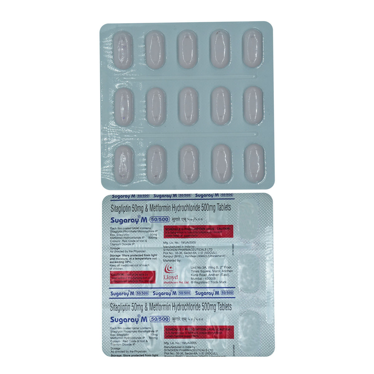 Sugaray M 50/500 mg Tablet 15's Price, Uses, Side Effects, Composition ...