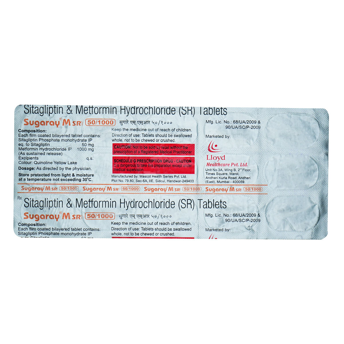 Sugaray M SR 50/1000 Tablet | Uses, Side Effects, Price | Apollo Pharmacy