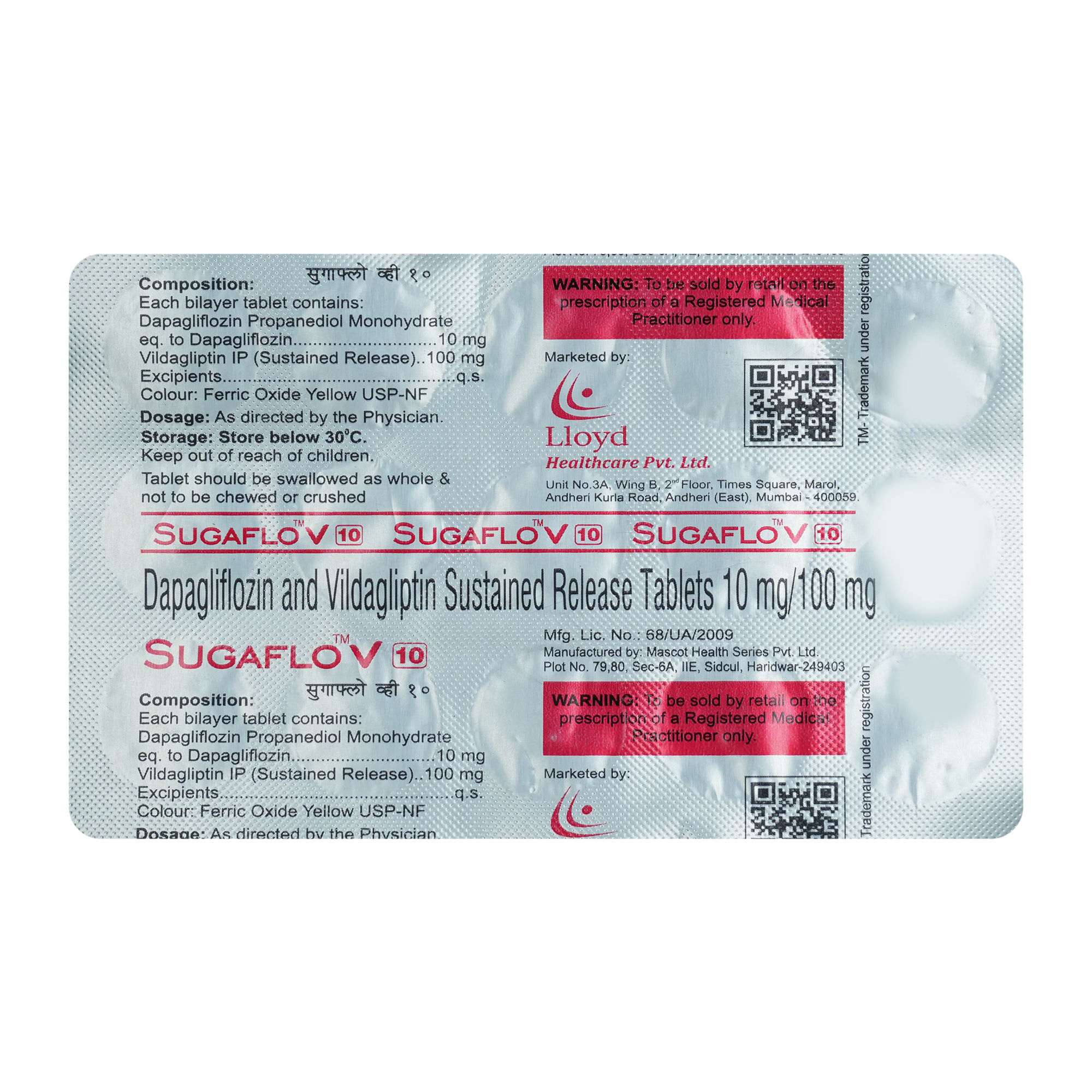 Sugaflo V 10 Tablet 15's Price, Uses, Side Effects, Composition ...