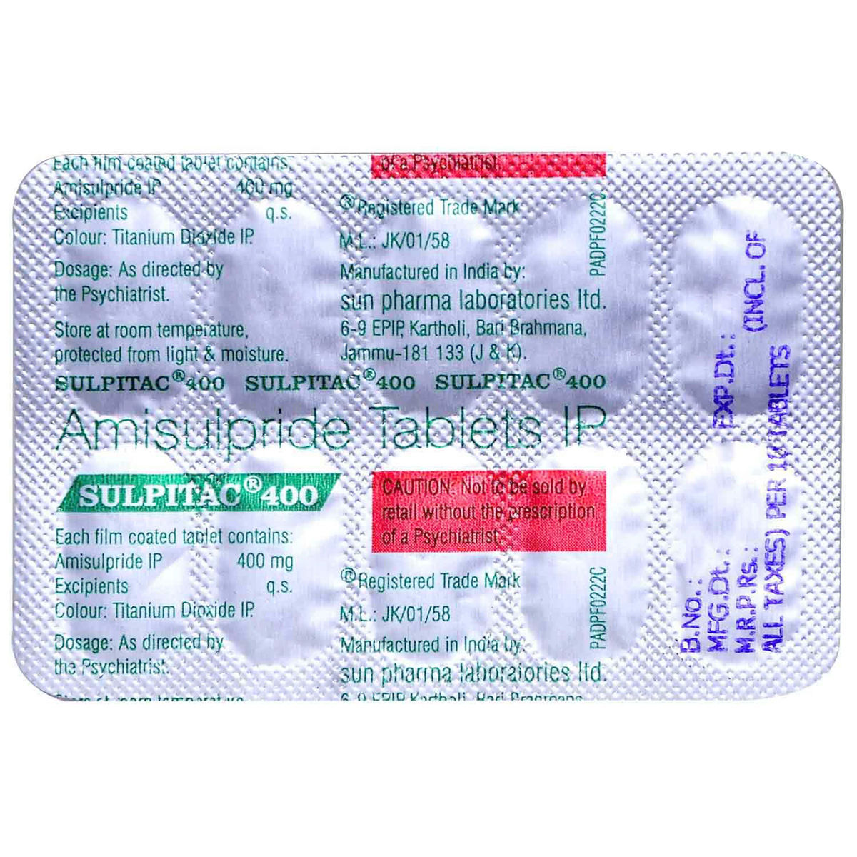 Sulpitac 400 Tablet 10's Price, Uses, Side Effects, Composition ...