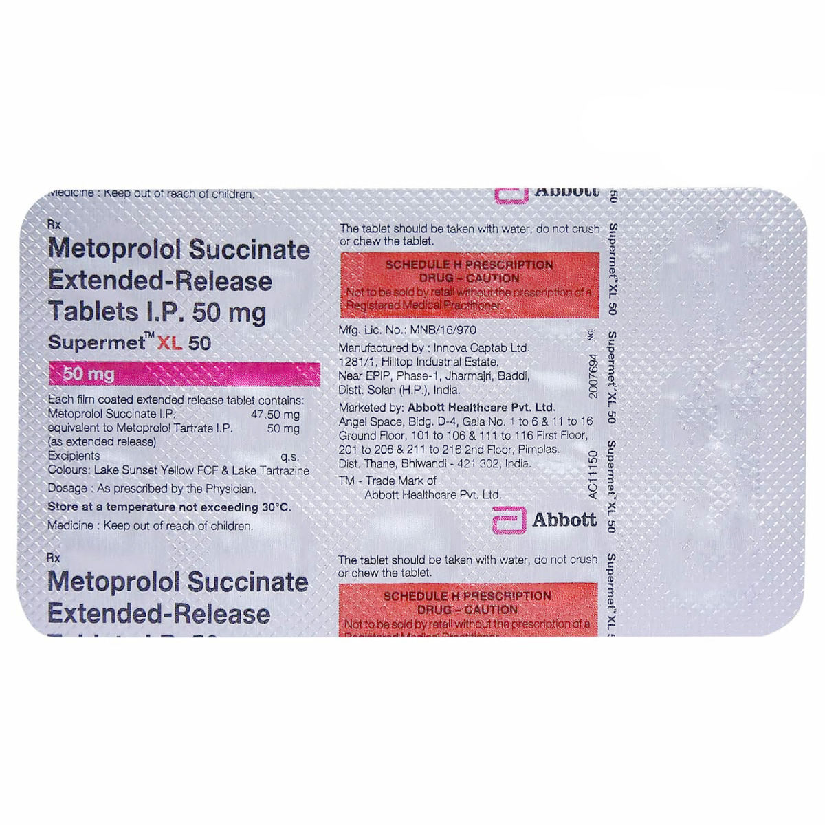 Supermet XL 50 Tablet 15's Price, Uses, Side Effects, Composition - Apollo Pharmacy