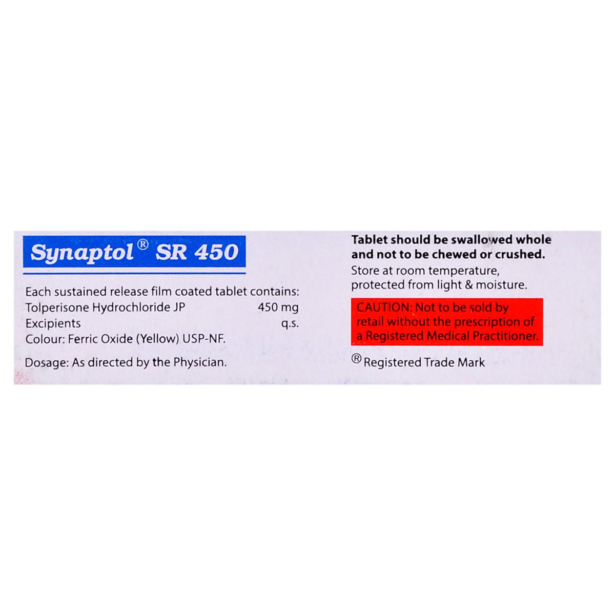 Synaptol SR 450 Tablet 10's Price, Uses, Side Effects, Composition ...