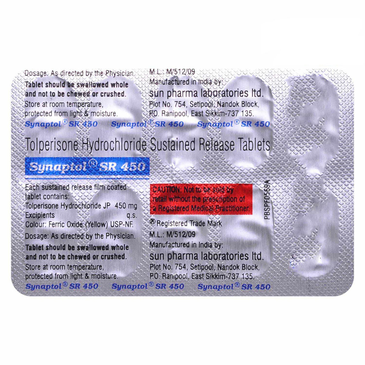 Synaptol SR 450 Tablet 10's Price, Uses, Side Effects, Composition ...