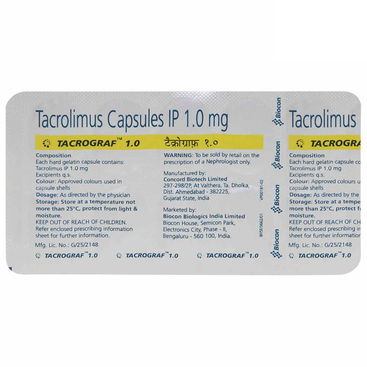 Tacrograf 1 Capsule 10's Price, Uses, Side Effects, Composition ...