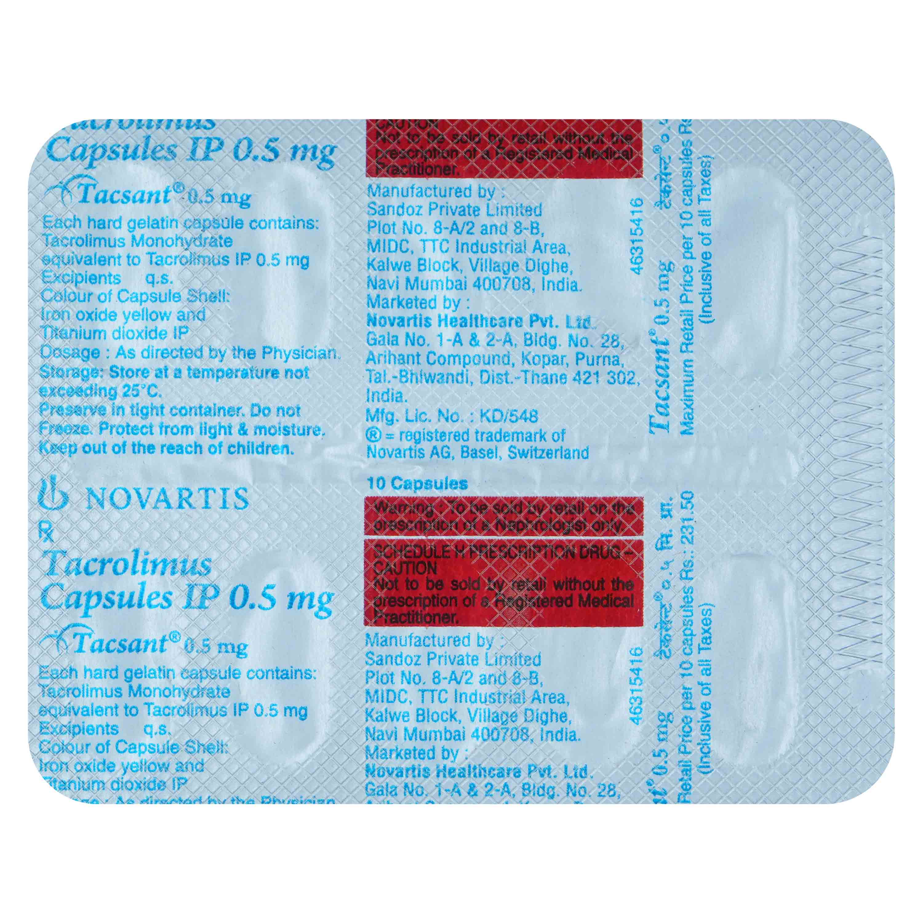 Tacsant 0.5 Capsule | Uses, Side Effects, Price | Apollo Pharmacy