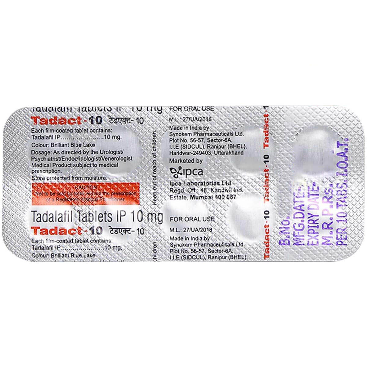 Tadact 10 Tablet 10's Price, Uses, Side Effects, Composition - Apollo ...