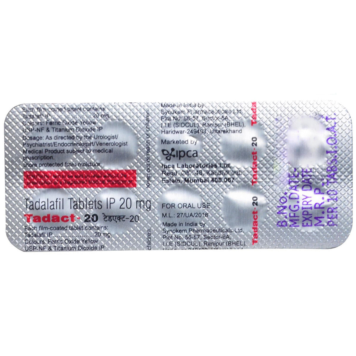 Tadact-20 Tablet 10's Price, Uses, Side Effects, Composition - Apollo ...