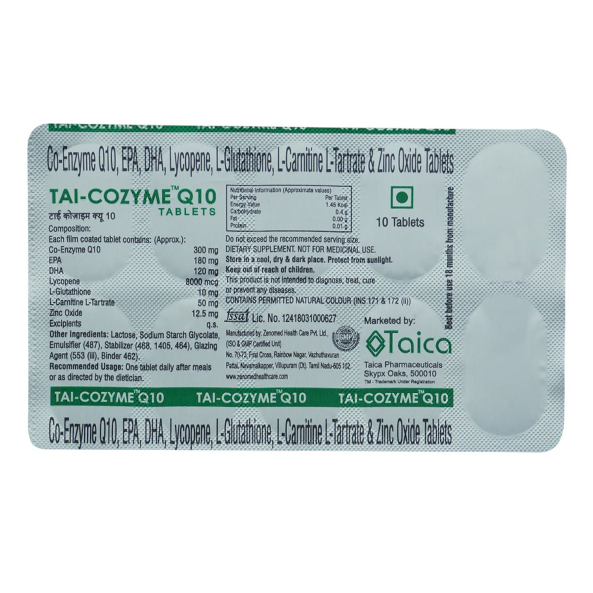 Tai-Cozyme Q10 Tablet | Uses, Side Effects, Price | Apollo Pharmacy