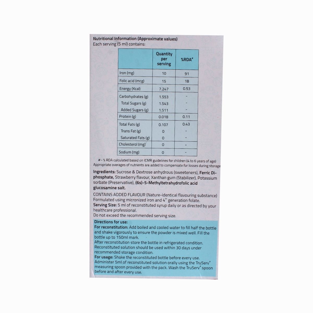 Tasiron Strawberry Flavour Dry Syrup | Uses, Side Effects, Price ...