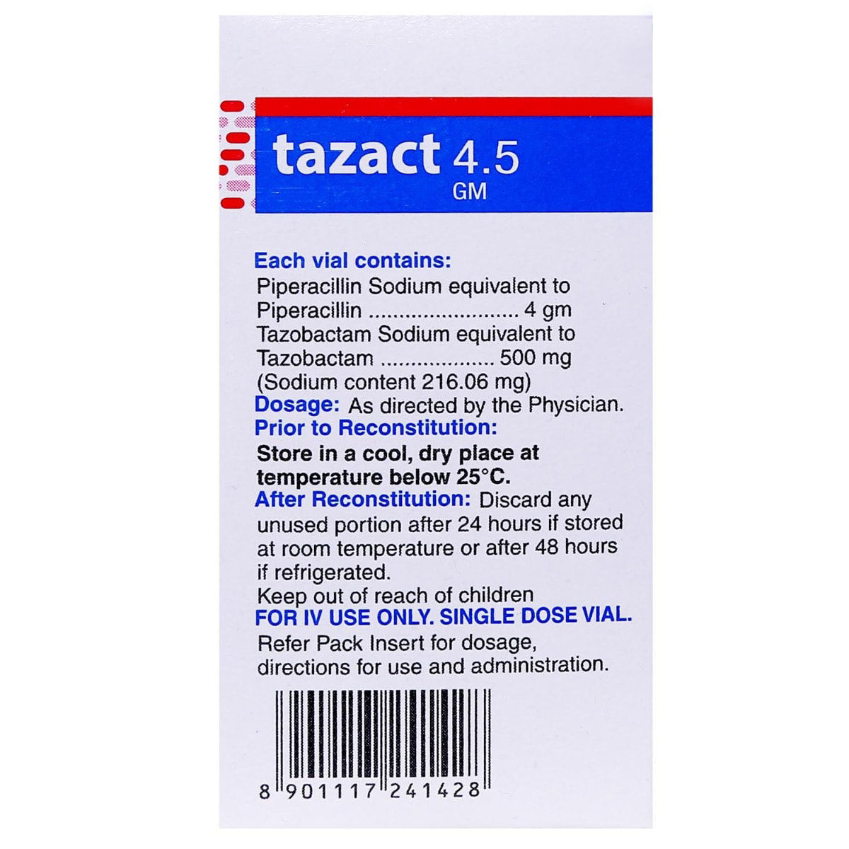 Tazact 4.5gm Injection | Uses, Side Effects, Price | Apollo Pharmacy
