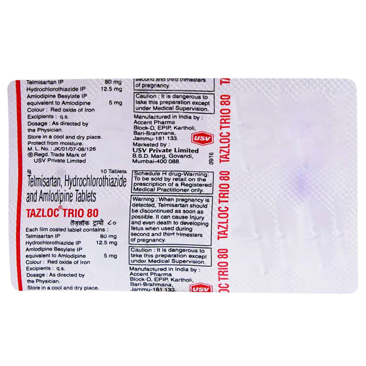 Tazloc Trio 80 Tablet 10's Price, Uses, Side Effects, Composition ...