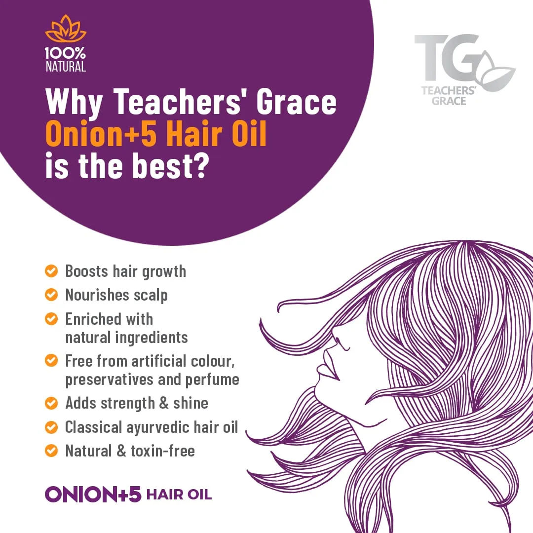 Teacher's Grace 100% Natural Onion+5 Hair Oil, 250 ml Price, Uses, Side ...