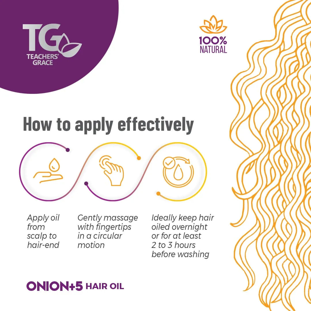 Teacher's Grace 100% Natural Onion+5 Hair Oil, 250 ml Price, Uses, Side ...