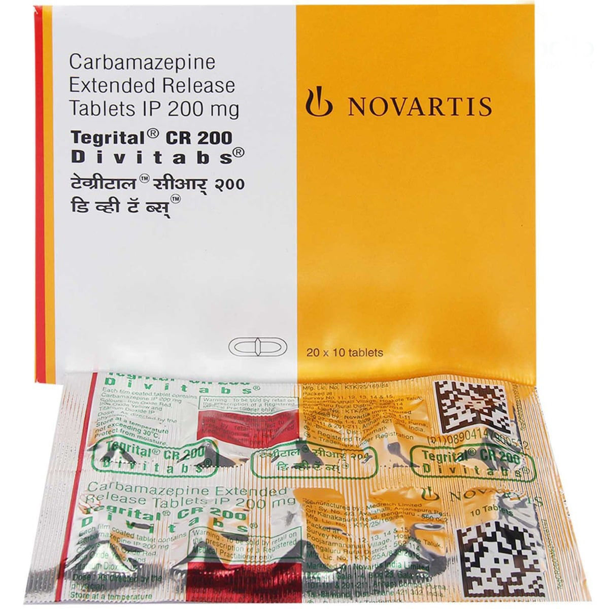Tegrital CR 200 Divitabs 10's Price, Uses, Side Effects, Composition ...