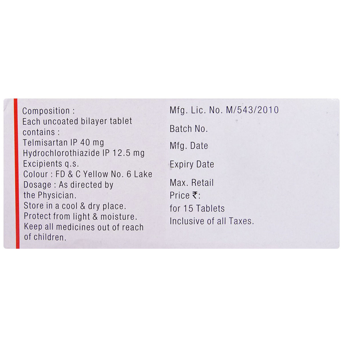 Telsar H 40 Tablet | Uses, Side Effects, Price | Apollo Pharmacy
