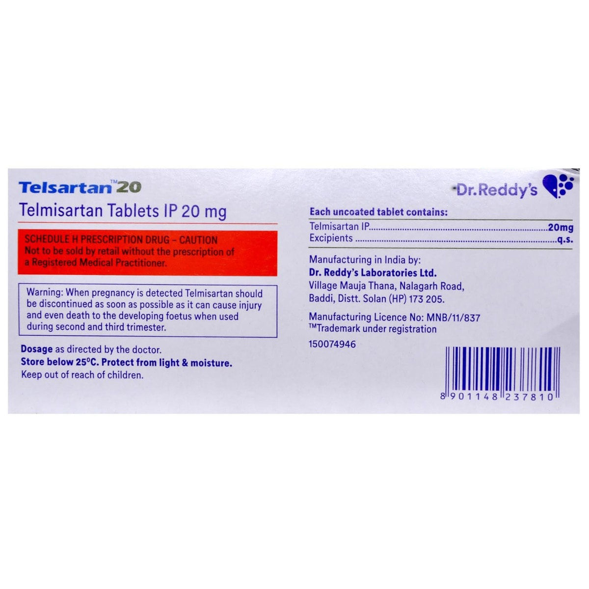 Telsartan 20 Tablet 14's Price, Uses, Side Effects, Composition ...