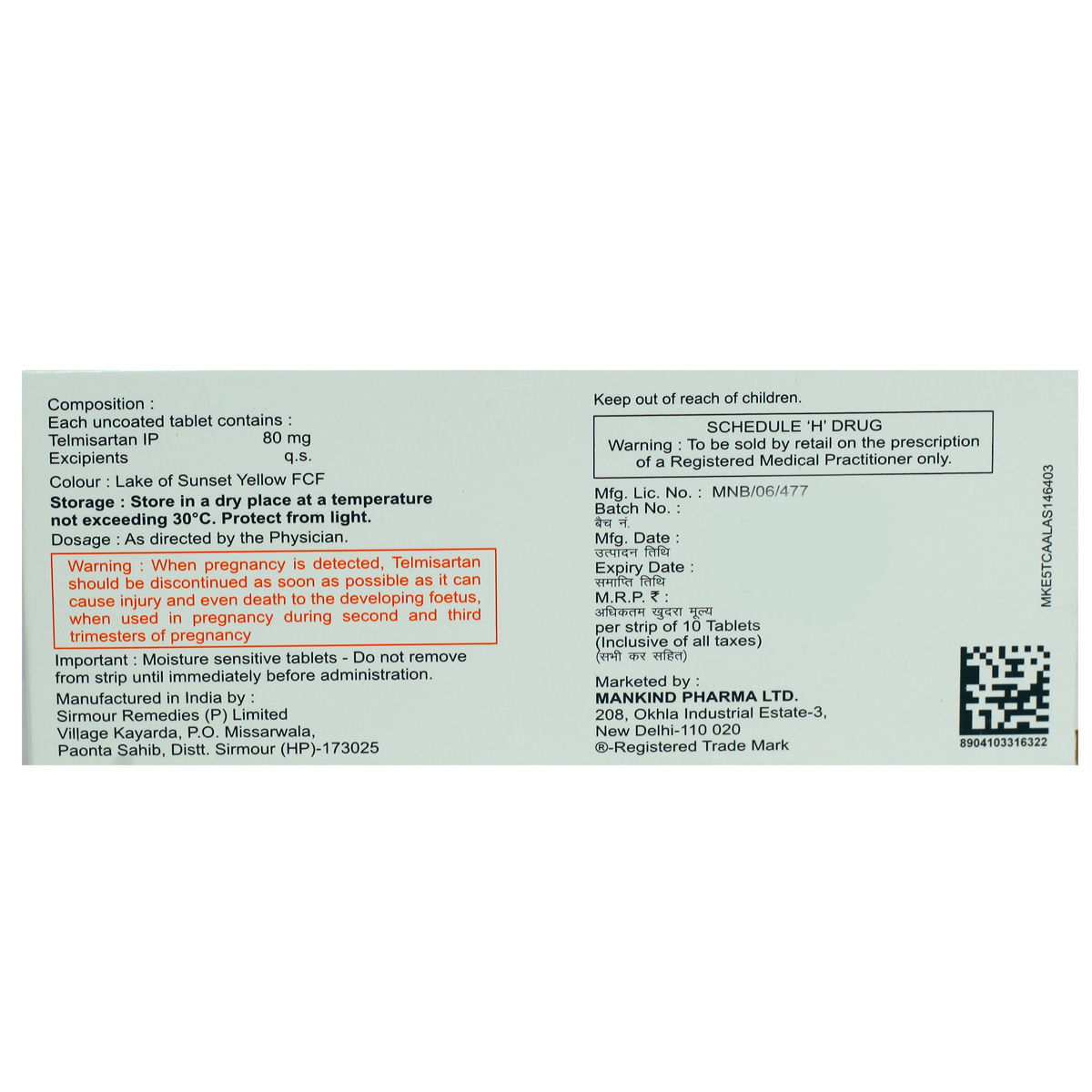 Telmikind-80 Tablet | Uses, Side Effects, Price | Apollo Pharmacy
