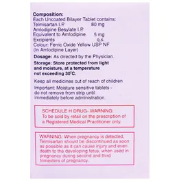 Telma 80-AM Tablet | Uses, Side Effects, Price | Apollo Pharmacy