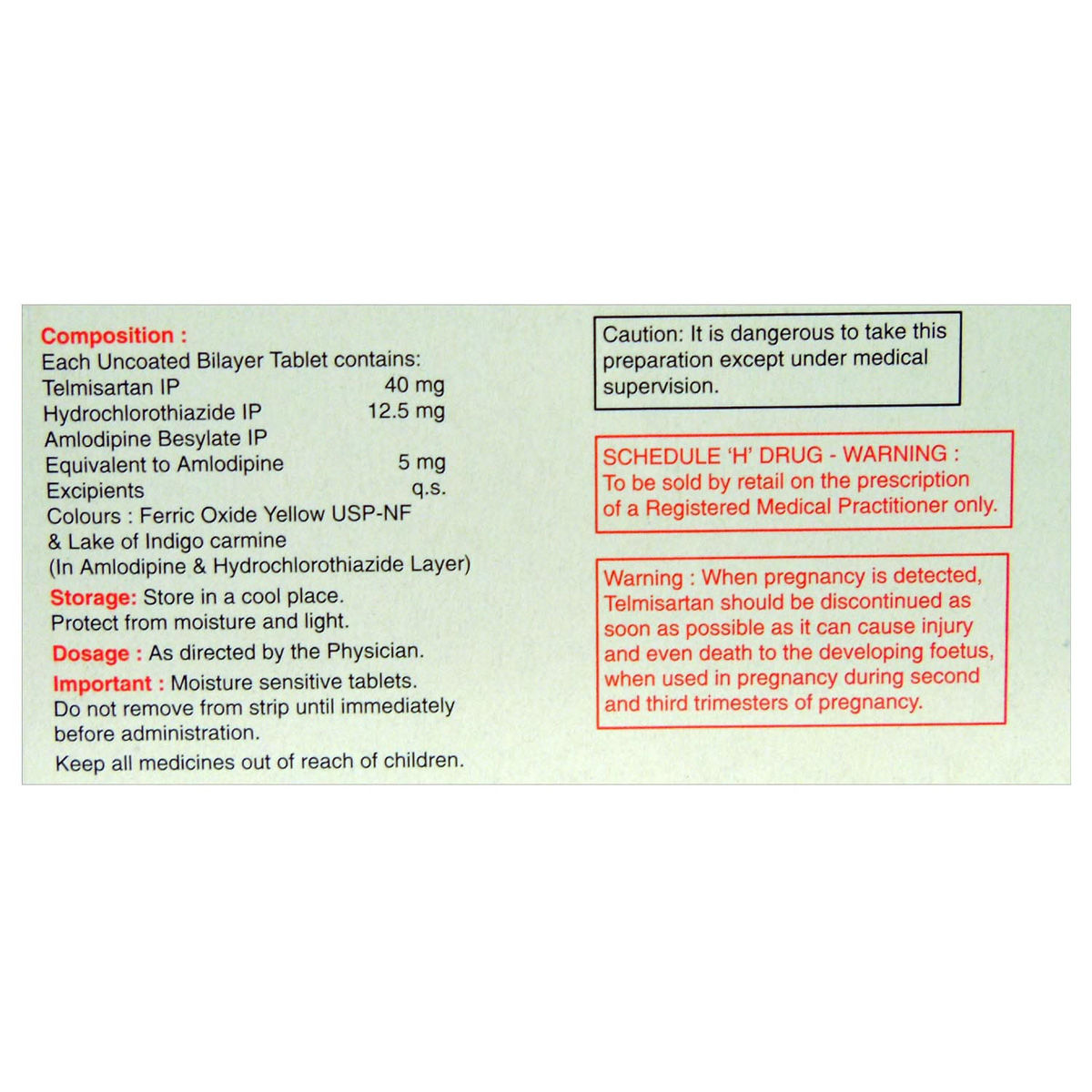 Telma-AMH 40 Tablet 15's Price, Uses, Side Effects, Composition ...