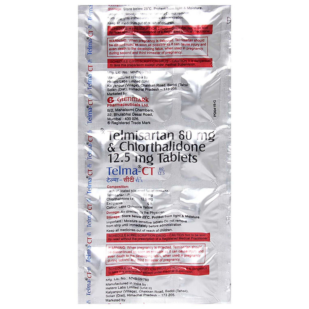 Telma-CT 80/12.5 Tablet 15's Price, Uses, Side Effects, Composition ...