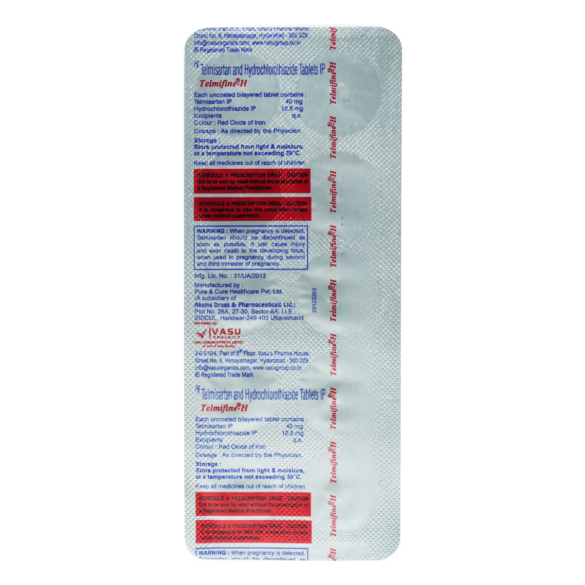 Telmifine-H 40 mg Tablet 10's Price, Uses, Side Effects, Composition ...