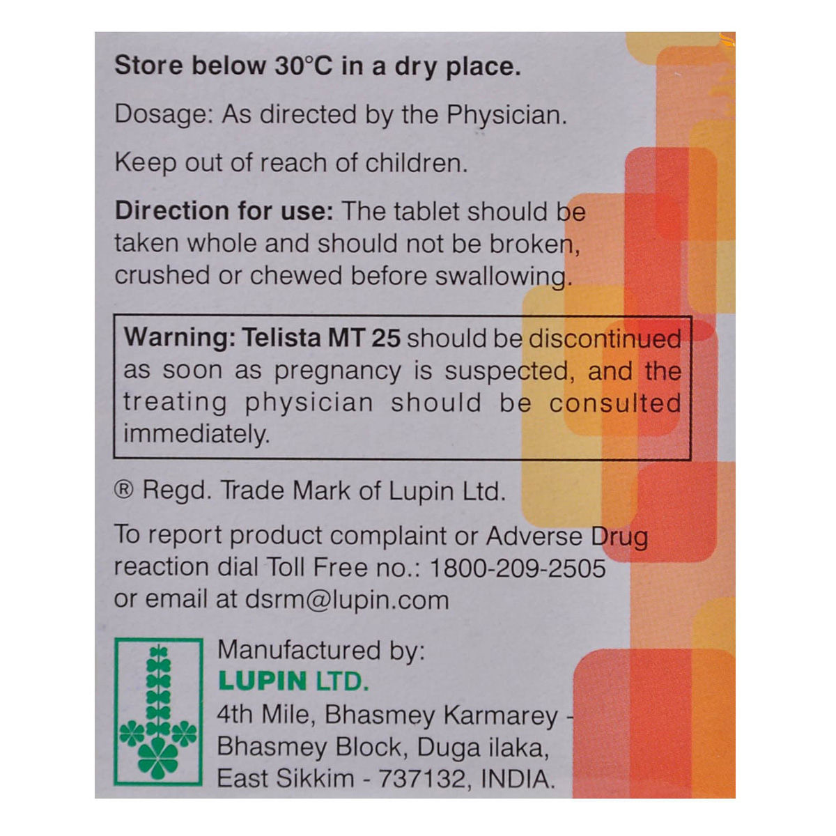 Telista MT 25 Tablet 15's Price, Uses, Side Effects, Composition ...