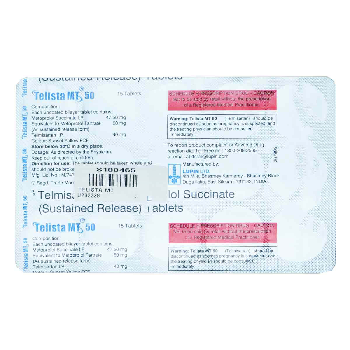 Telista MT 50 Tablet 15's Price, Uses, Side Effects, Composition ...