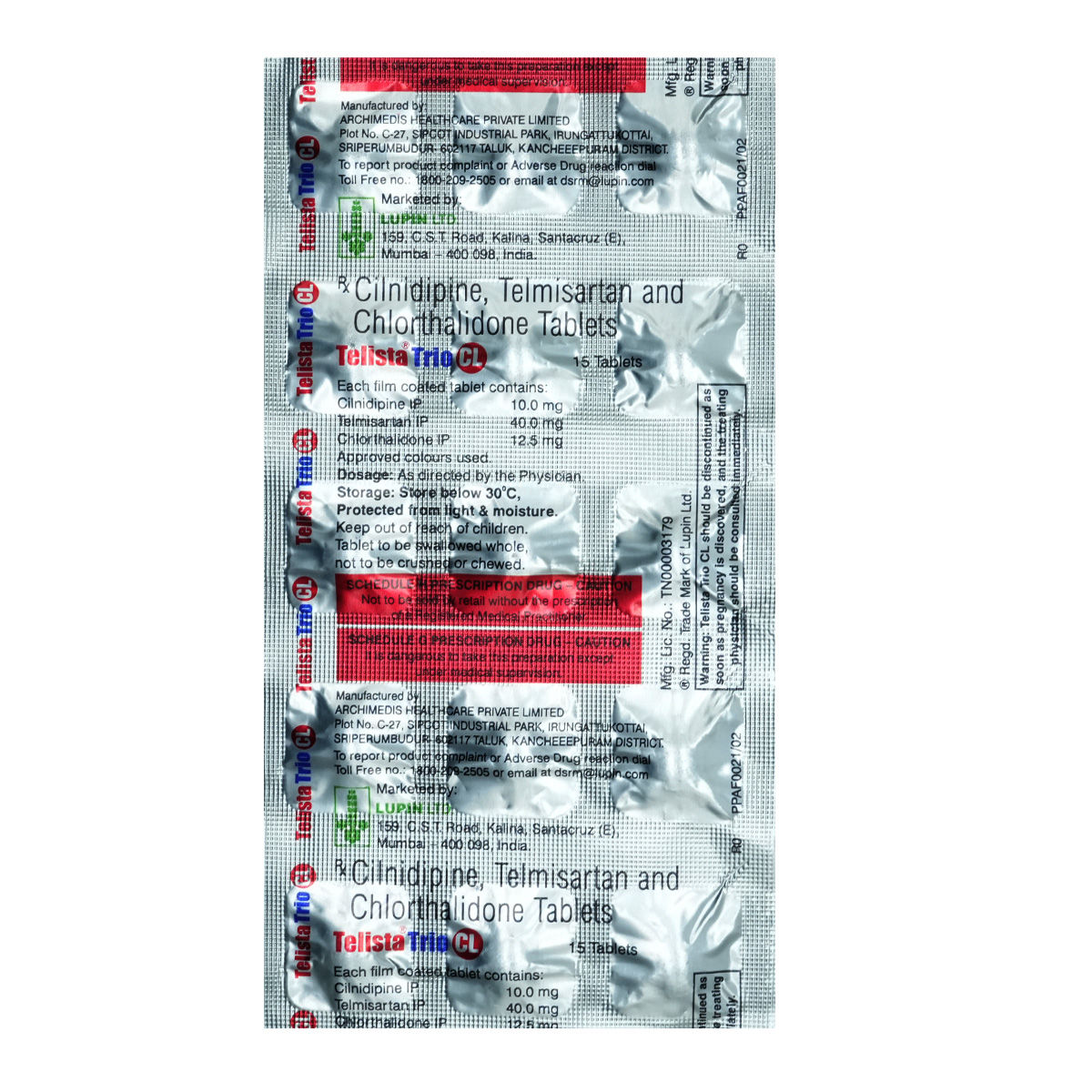 Telista Trio CL Tablet 15's Price, Uses, Side Effects, Composition ...