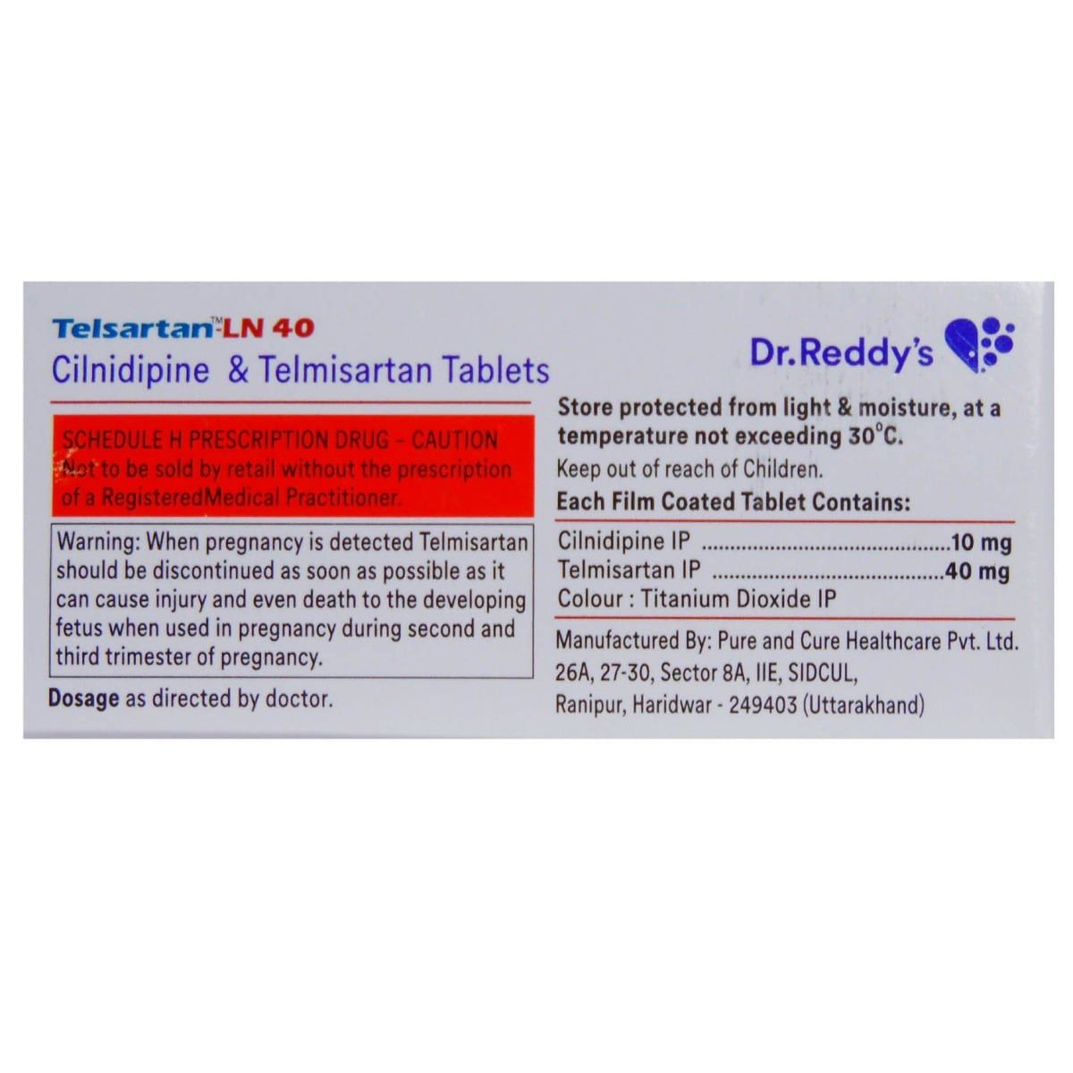 Telsartan-LN 40 Tablet 10's Price, Uses, Side Effects, Composition ...