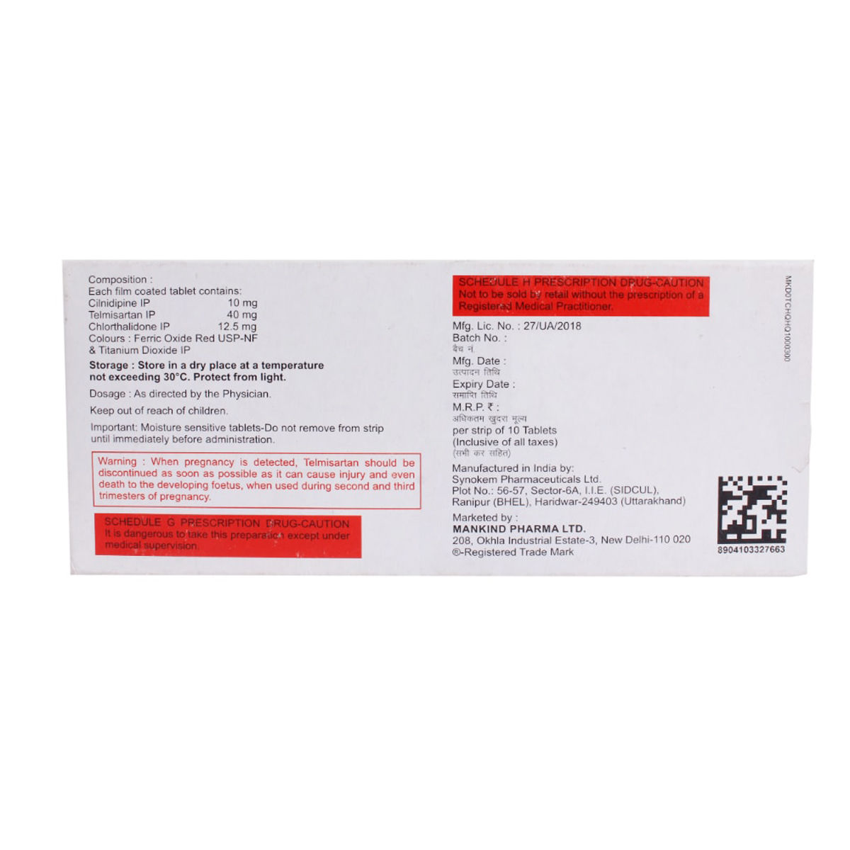 TELMIKIND-TRIO 12.5 TABLETS 10'S Price, Uses, Side Effects, Composition ...