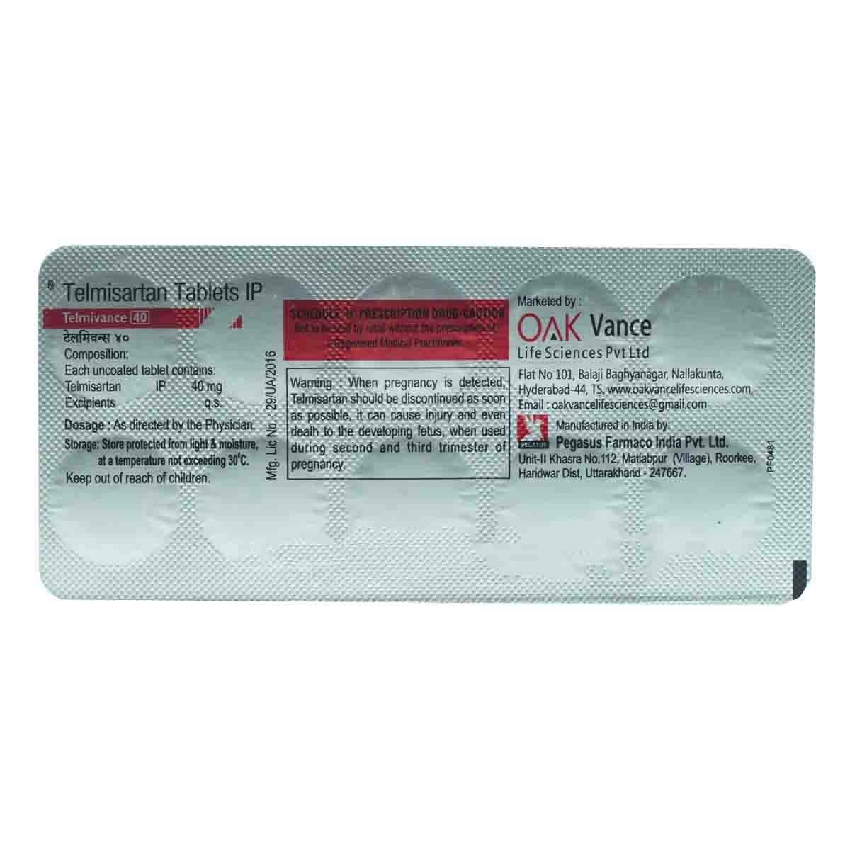 Telmivance 40 Tablet 10's Price, Uses, Side Effects, Composition ...