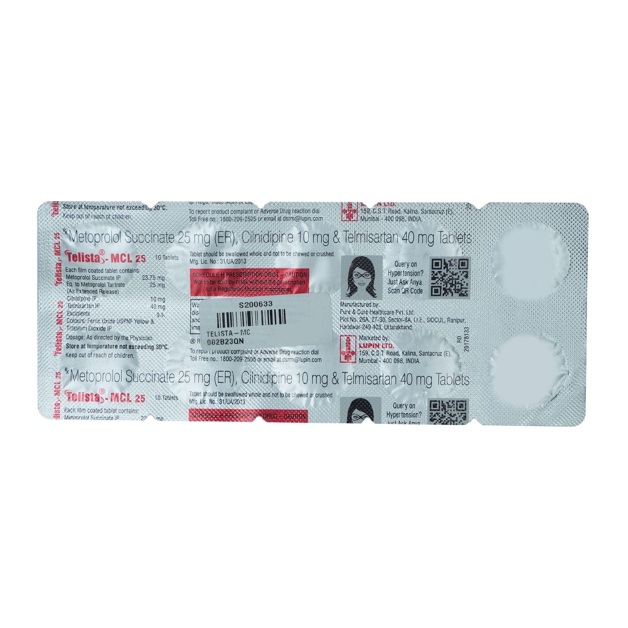 Telista-MCL 25 Tablet 10's Price, Uses, Side Effects, Composition ...