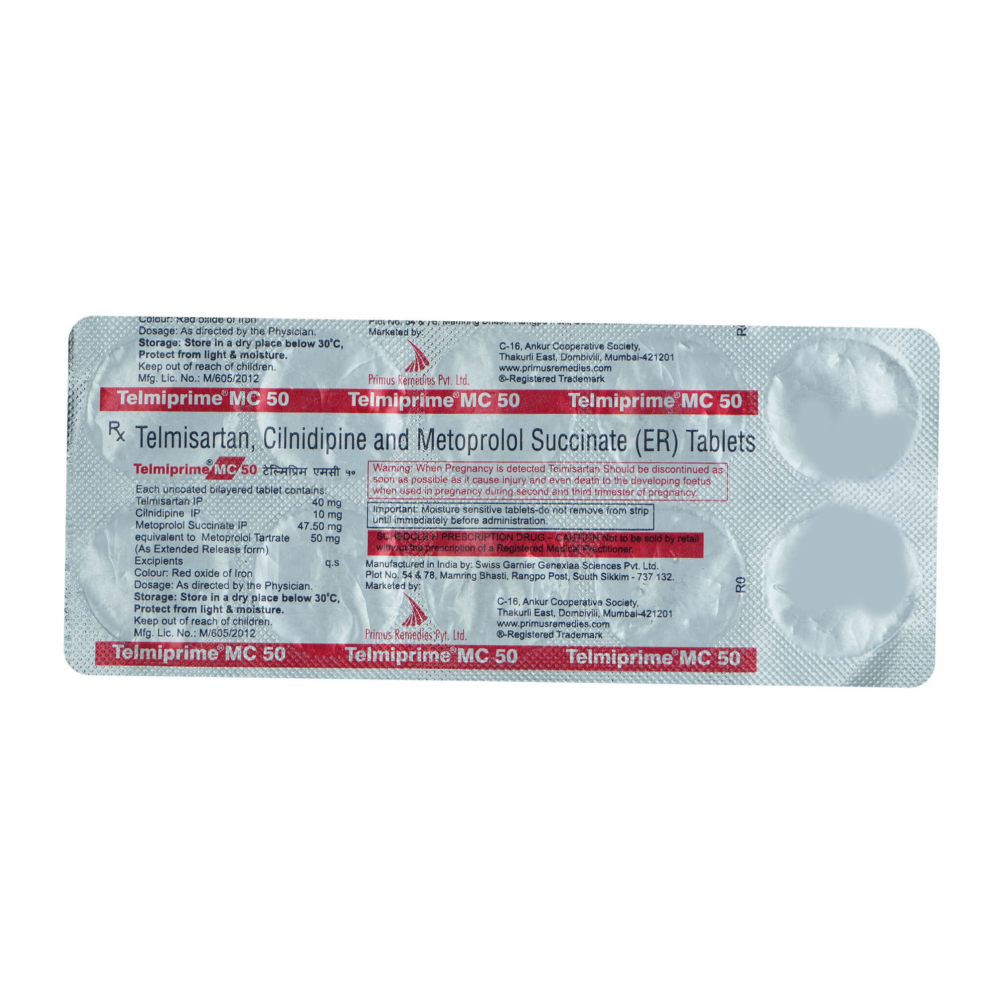 Telmiprime MC Tablet 10's Price, Uses, Side Effects, Composition ...