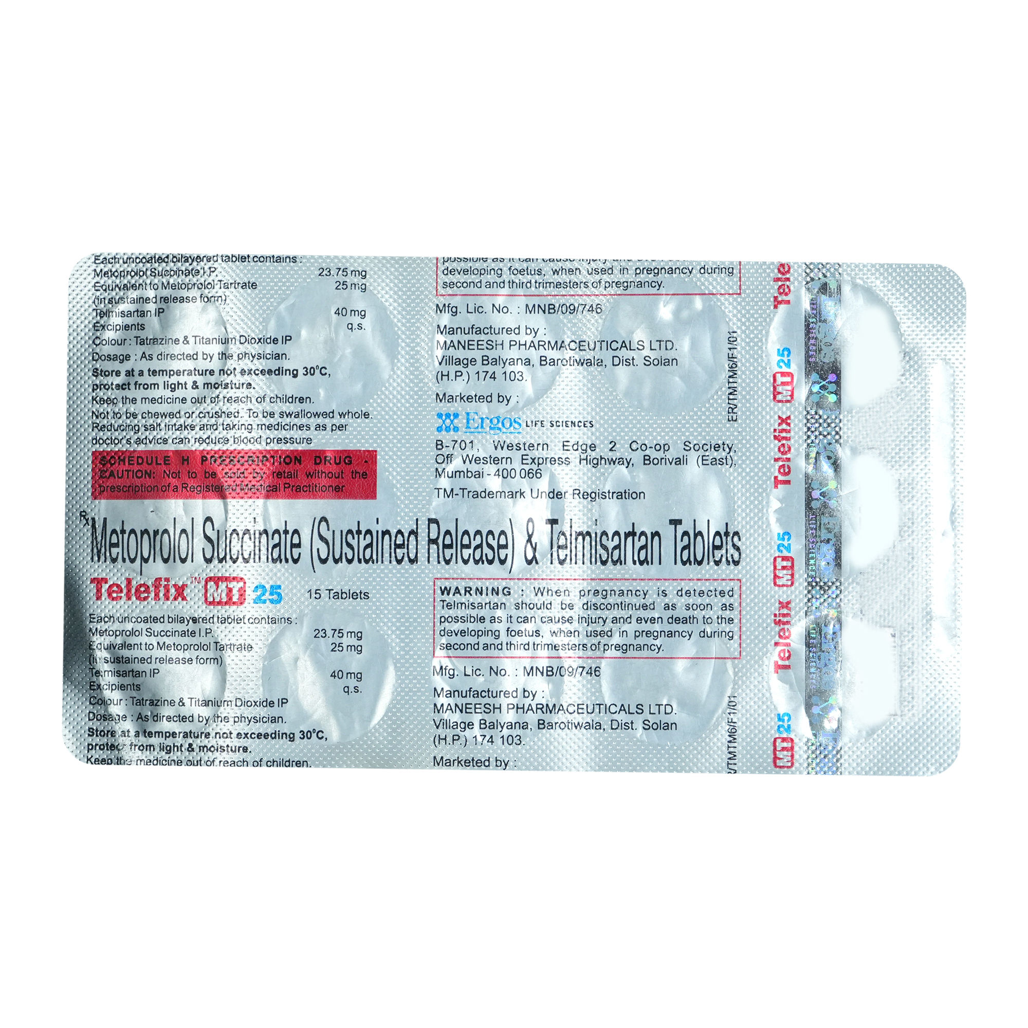 Telefix Mt 25/40Mg Tab 15'S Price, Uses, Side Effects, Composition ...