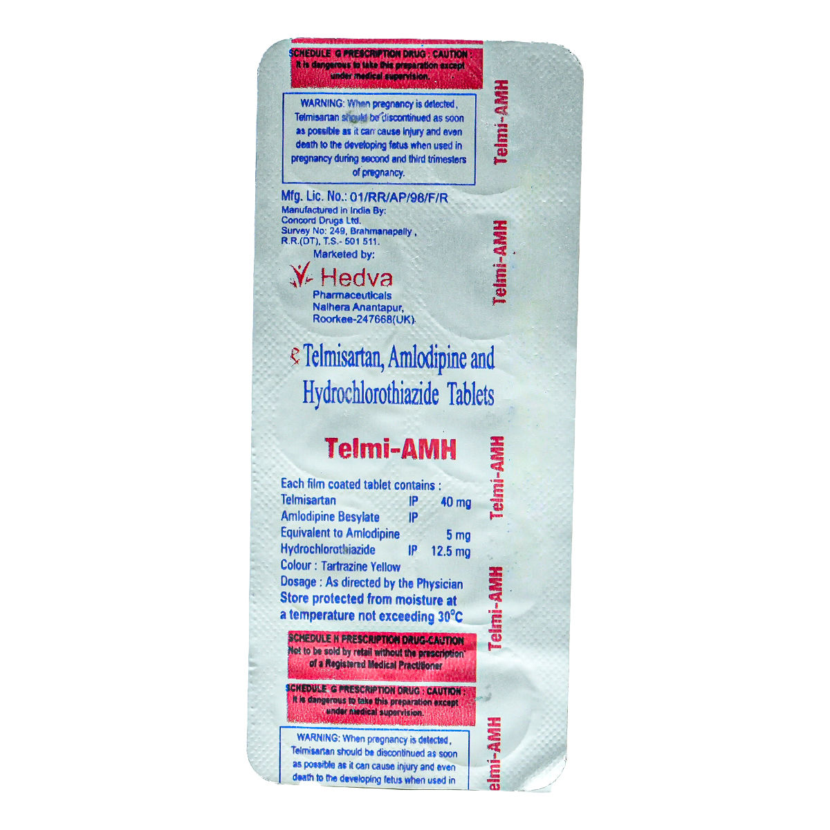 Telmi-AMH 40/5/12.5 Tablet 10's Price, Uses, Side Effects, Composition ...